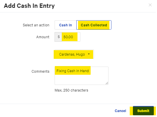 Fixing Cash in Hand – Restaurant Support Office
